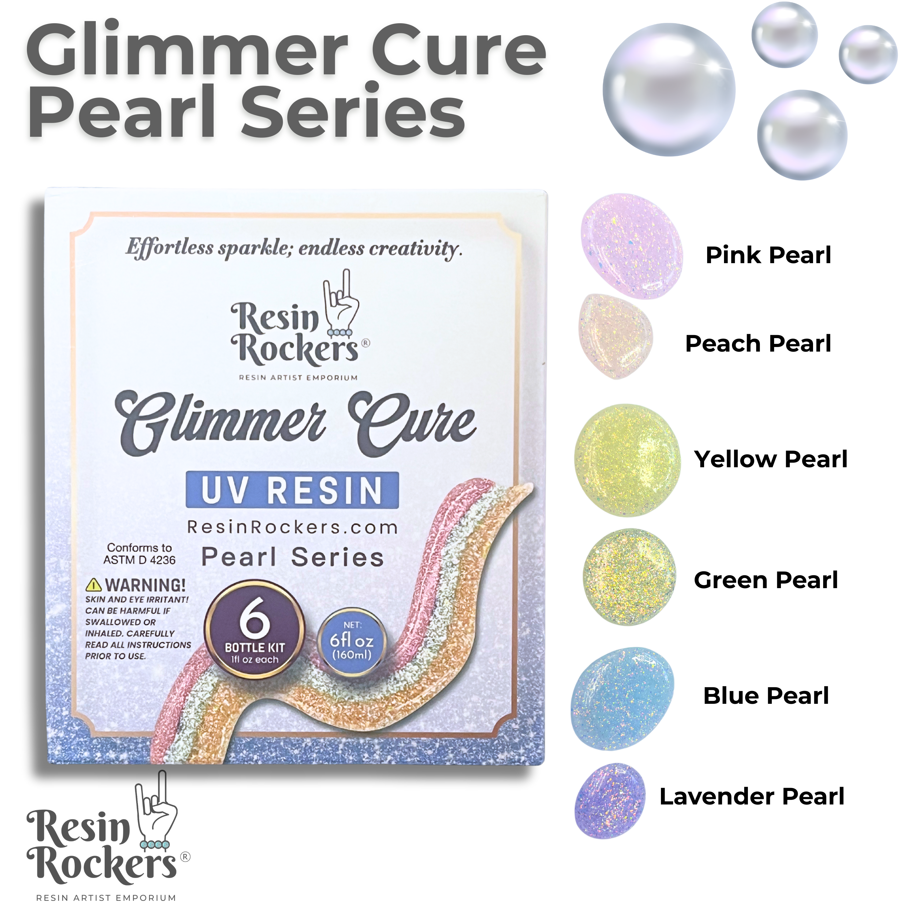 Glimmer Cure Pearl UV Resin Hard Type™️ - Full Kit - Resin Rockers