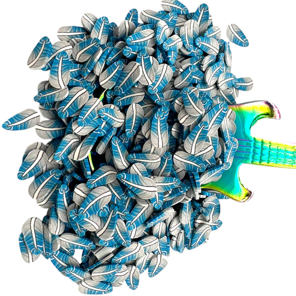 Blue and White Feather Polymer Clay Pieces - Resin Rockers