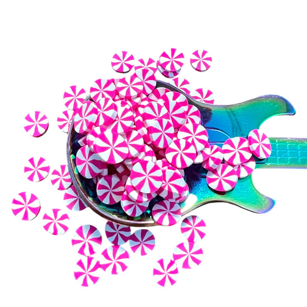 Pink Peppermint Polymer Clay Pieces - Resin Rockers