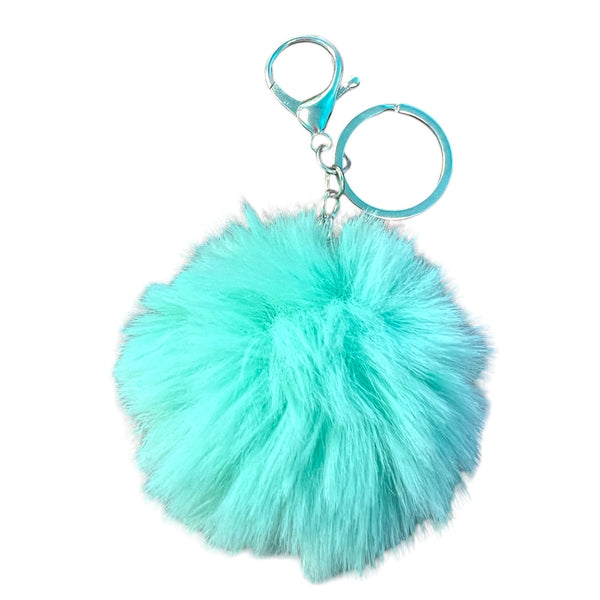 10 Pack of Teal Puff Ball Keychain Attachments - Resin Rockers