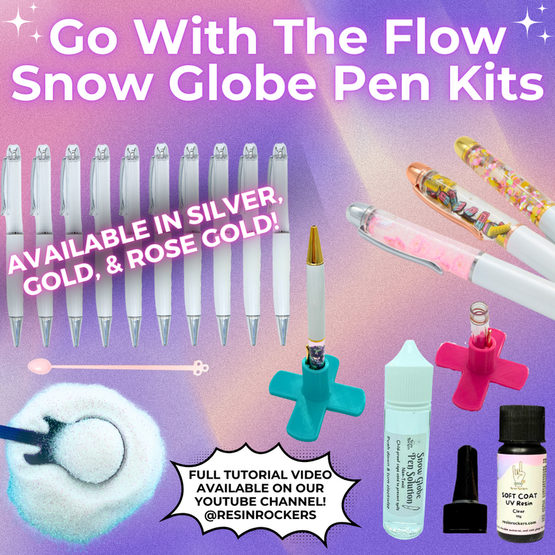 Go With The Flow Snow Globe Chunky Ballpoint Pen Soft Coat UV Resin Cr ...