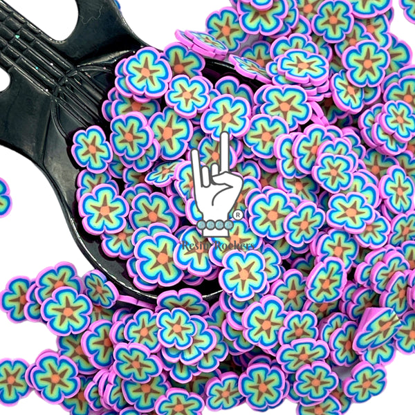 Funky Multicolor Flowers Polymer Clay Pieces - Resin Rockers