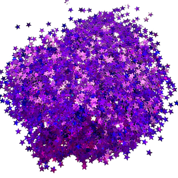 Dark Purple Mini Stars Holographic Glitter Shapes - Resin Rockers