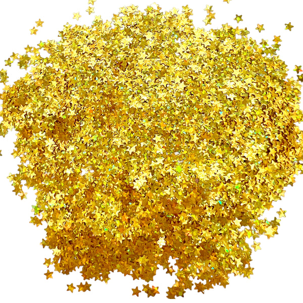 Gold Mini Stars Holographic Glitter Shapes - Resin Rockers