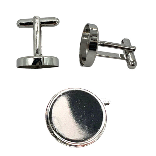 Pair Of Stainless Steel Cufflink Blanks - Resin Rockers